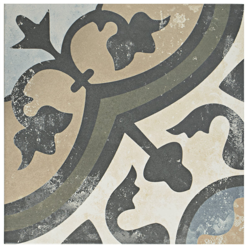Merola Tile Evoque Arte Carthusian 10" x 10" Porcelain Patterned Wall & Floor Tile & Reviews ...